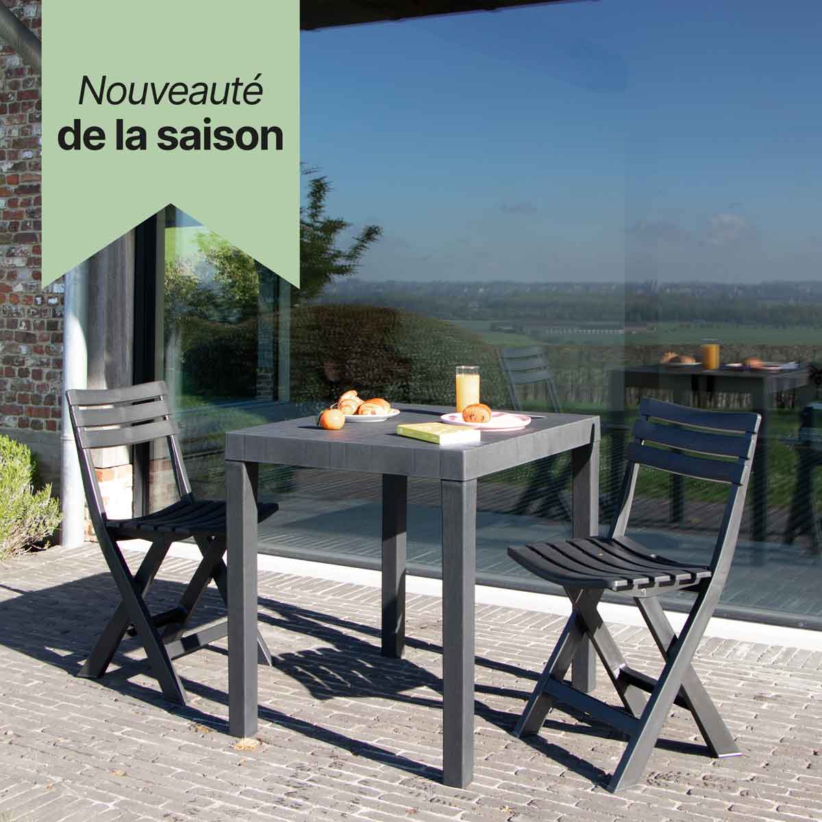Ensemble de balcon en résine recyclée gris - Wilsa Garden